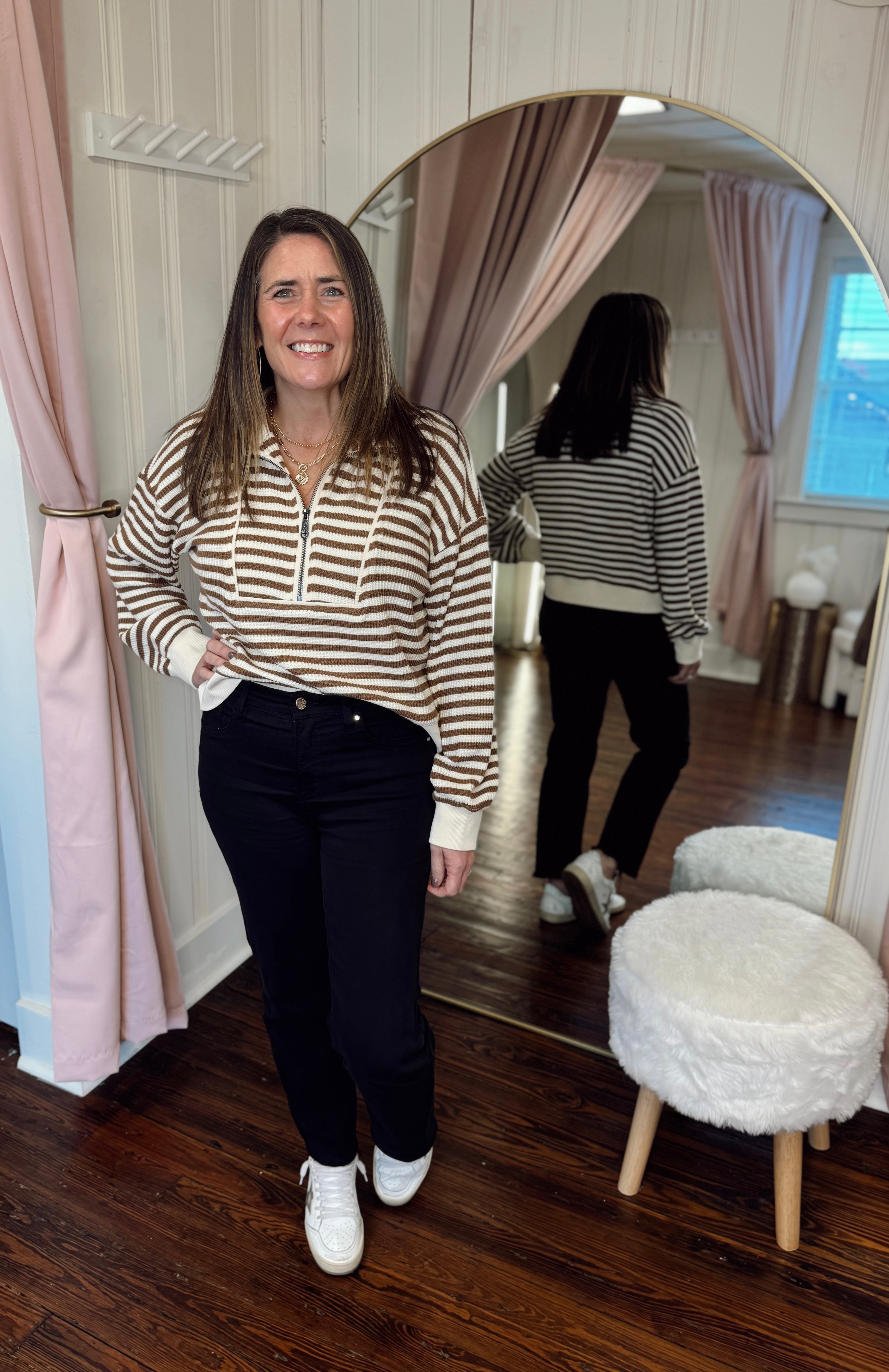 Camel Zipper Mocha Sweater – the statement society