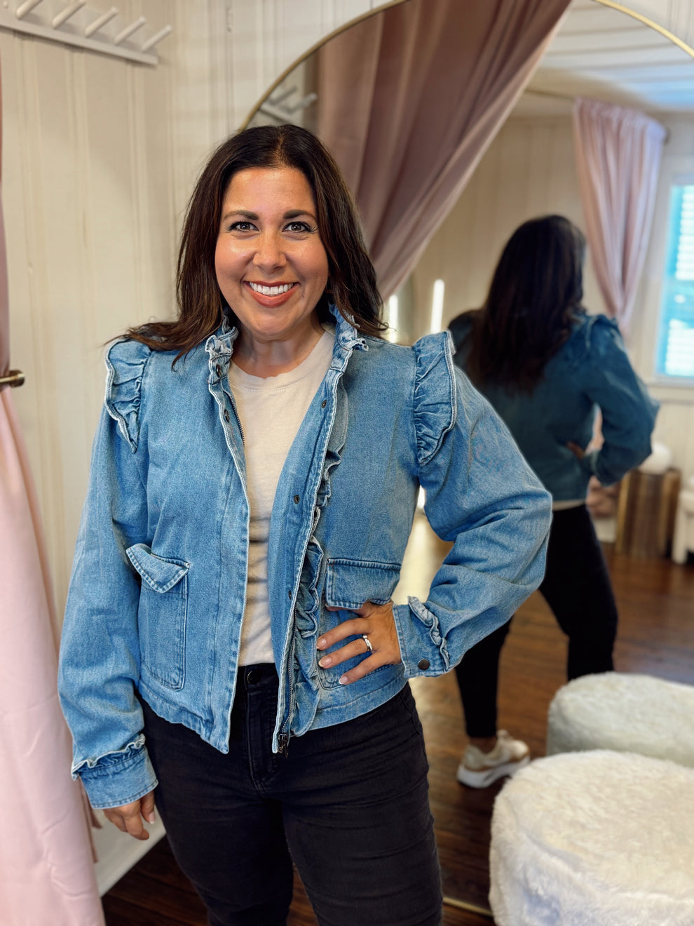 Ruffle Denim Jacket – the statement society